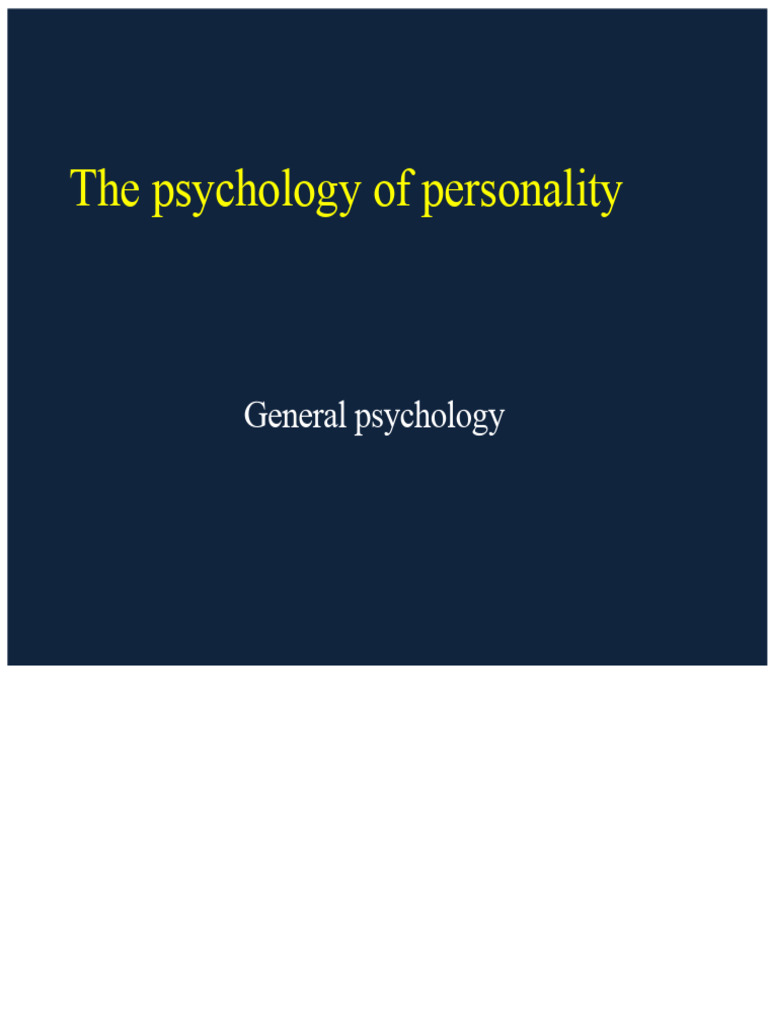 Understanding Personality Psychology | PDF | Personality Type ...