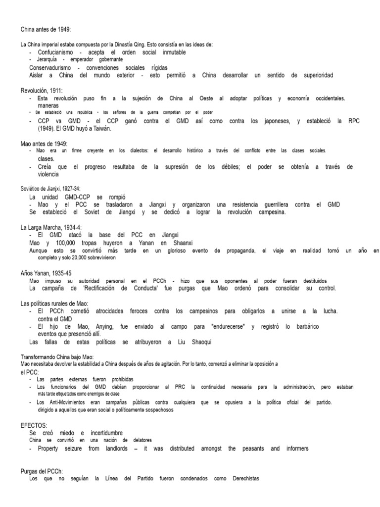 Notas de China de Mao Notas de Nivel AS de Edexcel | PDF | Mao Zedong ...