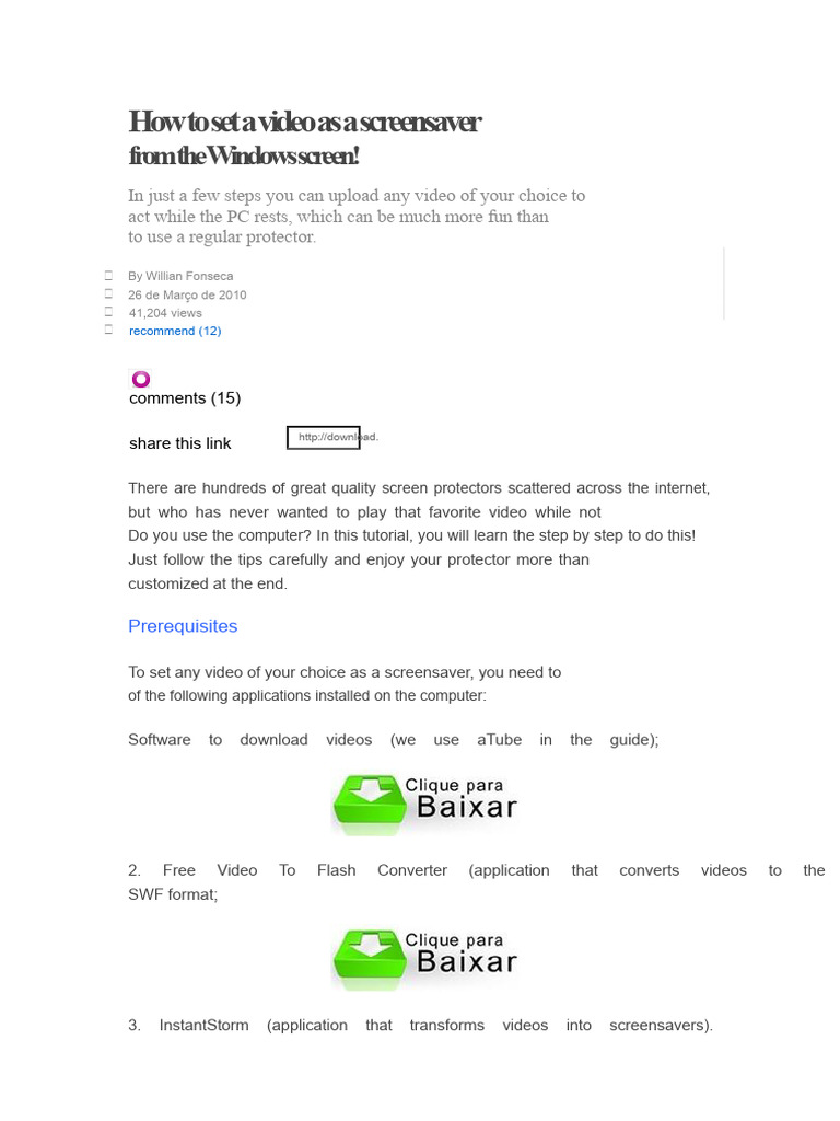 Set Video as Windows Screensaver | PDF | Adobe Flash | Computer File