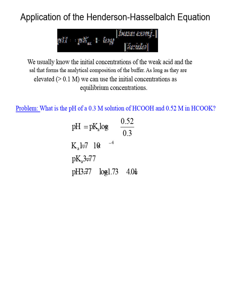 Application - Henderson-Hasselbalch Equation | PDF