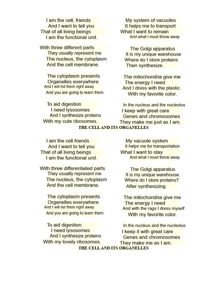 Poem About The Cell | PDF