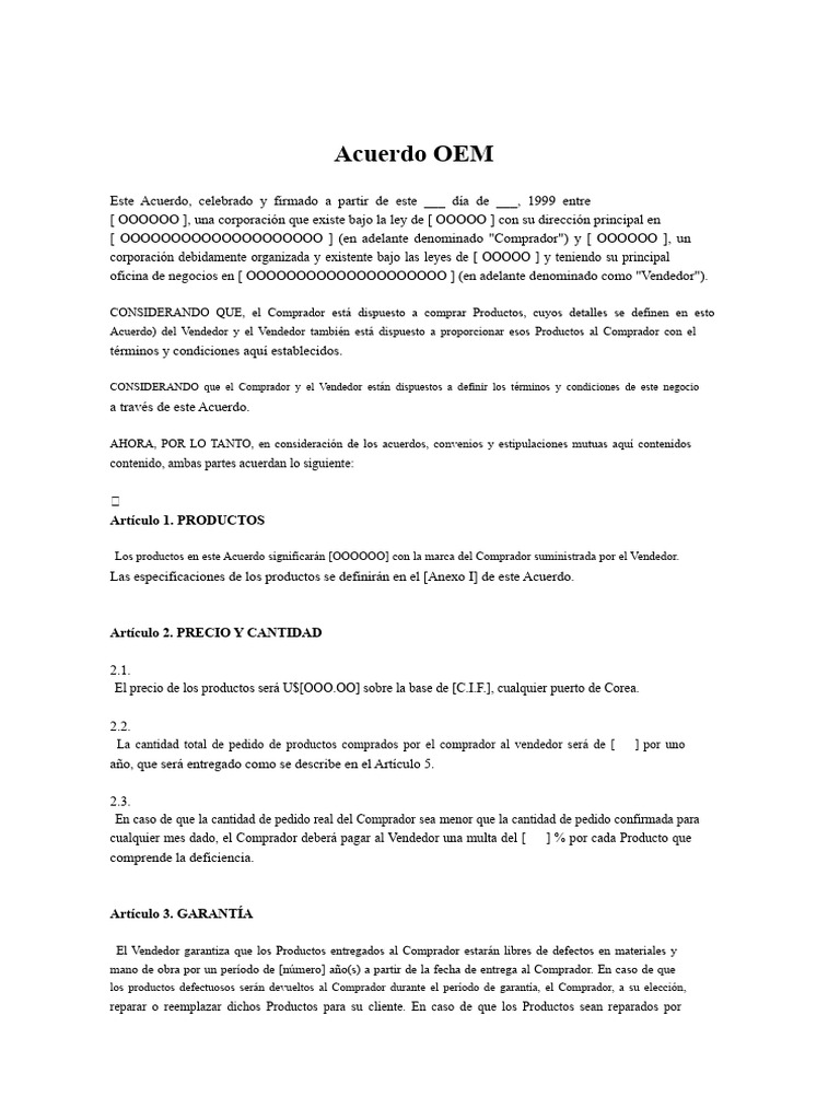 Yesform - English OEM Contract OEM Agreement | PDF | Arbitraje ...