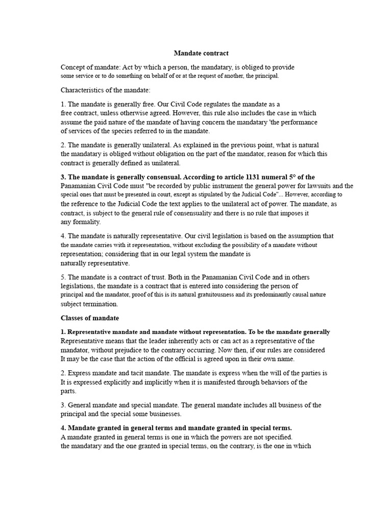 Understanding Mandate Contracts and Types | PDF | Mortgage Law | Surety