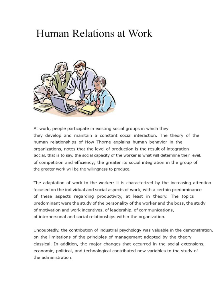 Human Relations and Workplace Dynamics | PDF | Interpersonal ...