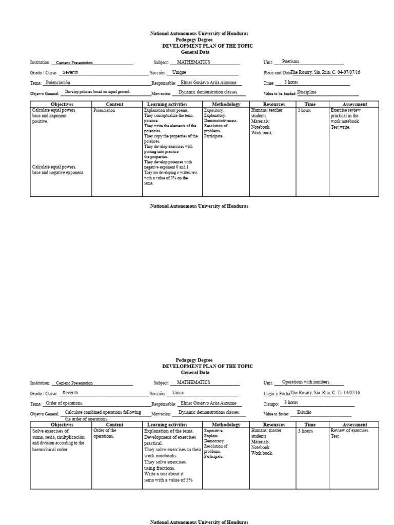7th Grade Mathematics Lesson Plan | PDF | Methodology | Mathematics