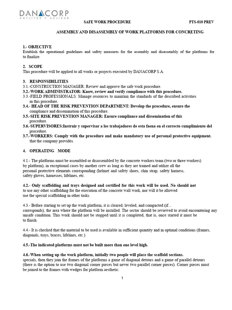 Assembly and Disassembly of Platforms For Concrete (N°10) | PDF ...