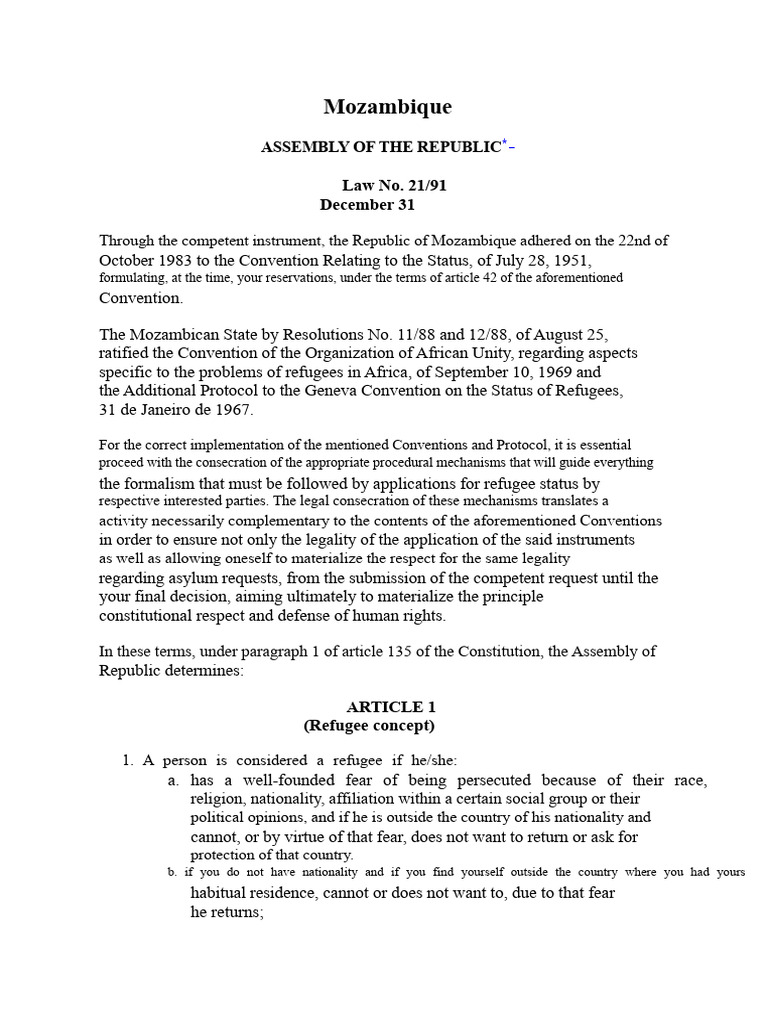 Law No. 21 - 91 | PDF | Refugee | Right Of Asylum