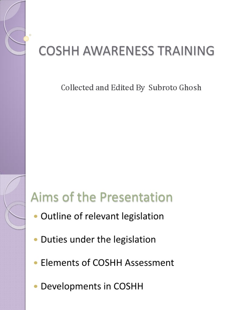 COSHH Awareness Training Guide | PDF | Personal Protective Equipment ...