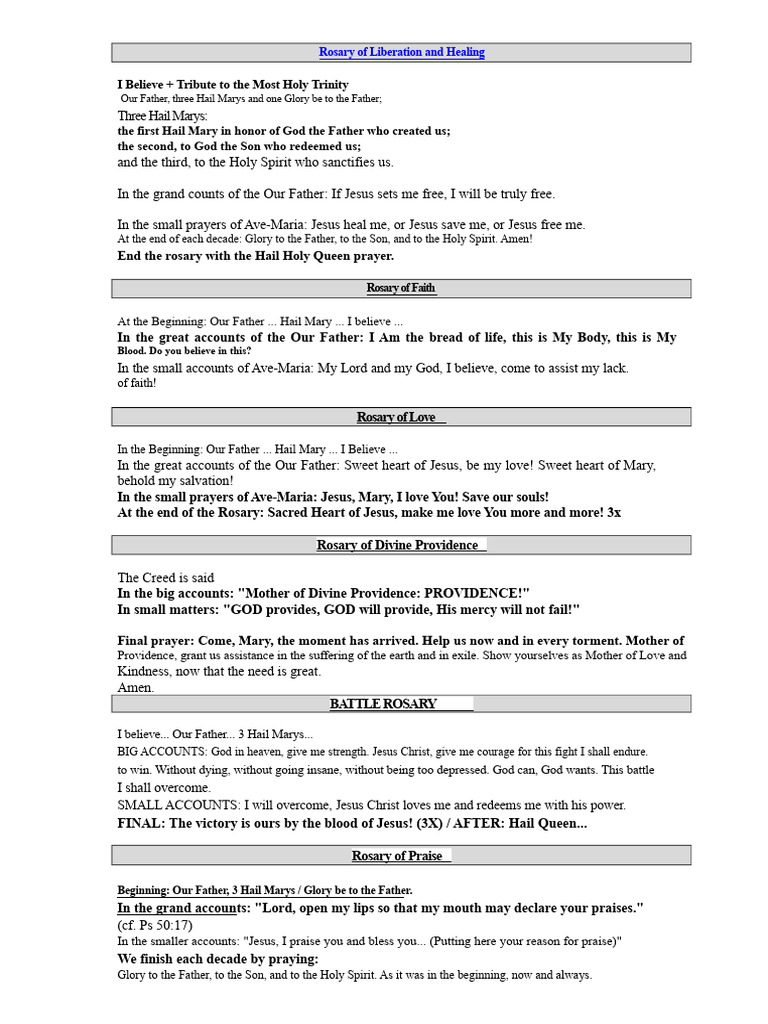 Rosary Of Liberation And Healing Pdf Rosary Eucharist
