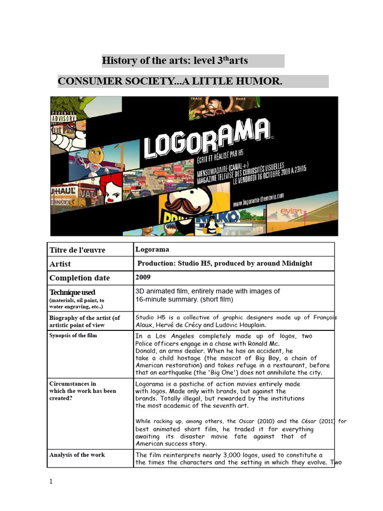 History of The Arts Logorama | PDF