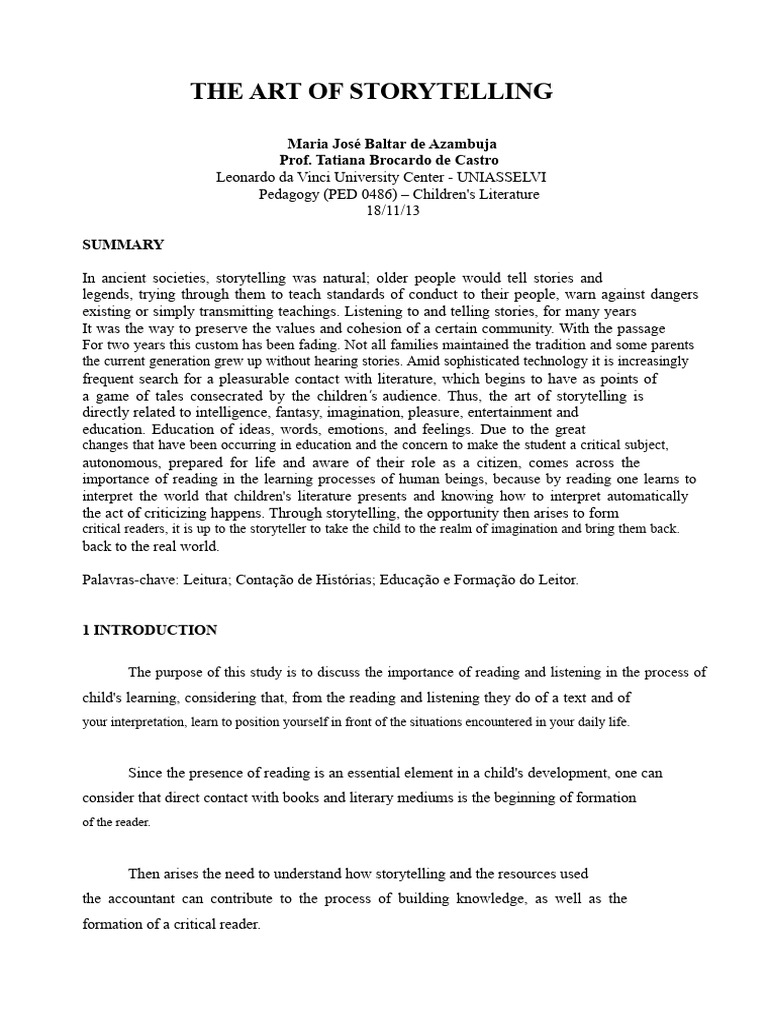 The Art of Storytelling | PDF | Storytelling | Narrative