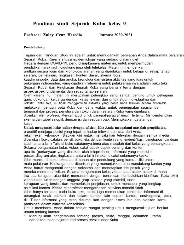 Panduan Studi Sejarah Kuba Yang Disingkat | PDF