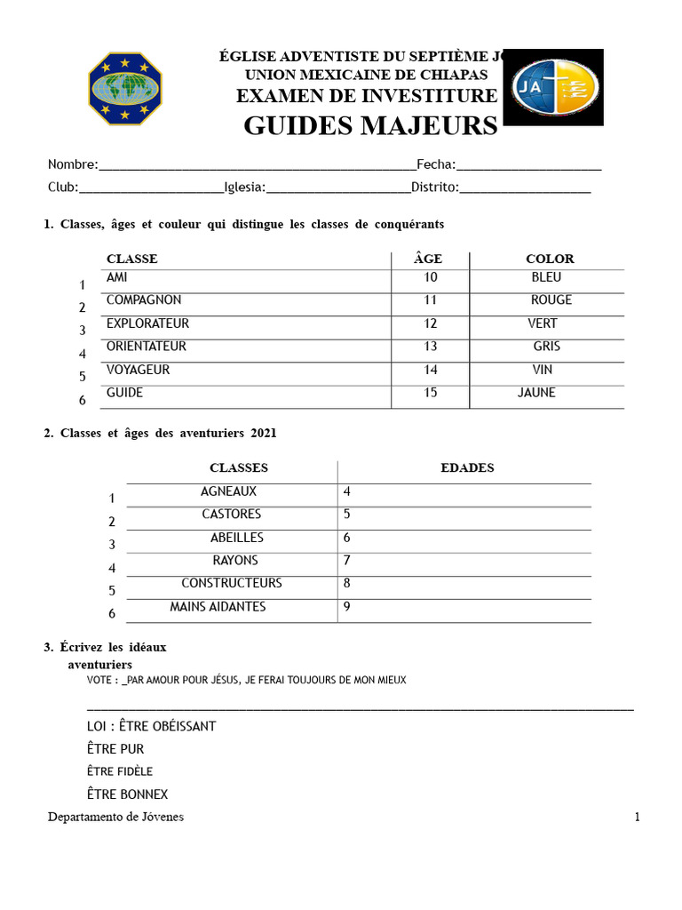Examen d'Investiture pour Guides Adventistes | PDF | Réanimation cardio ...