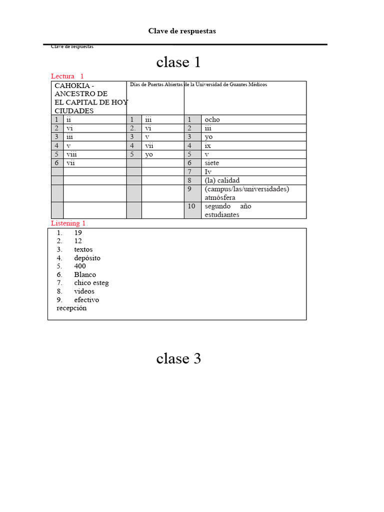 Clave de Respuestas | PDF