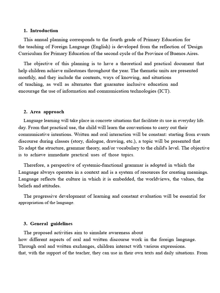 Fourth Grade - Primary English - Planning | PDF | Linguistics | English ...