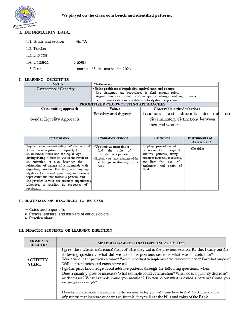 Classroom Activities for Pattern Recognition | PDF