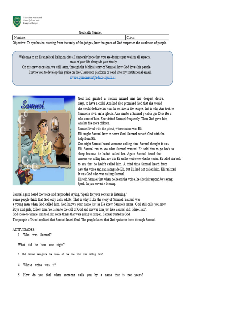 God Calls Samuel | PDF | Samuel