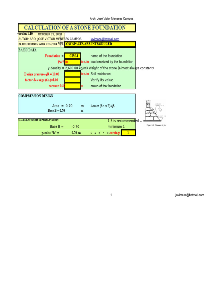 Stone Foundation Design Calculations | PDF