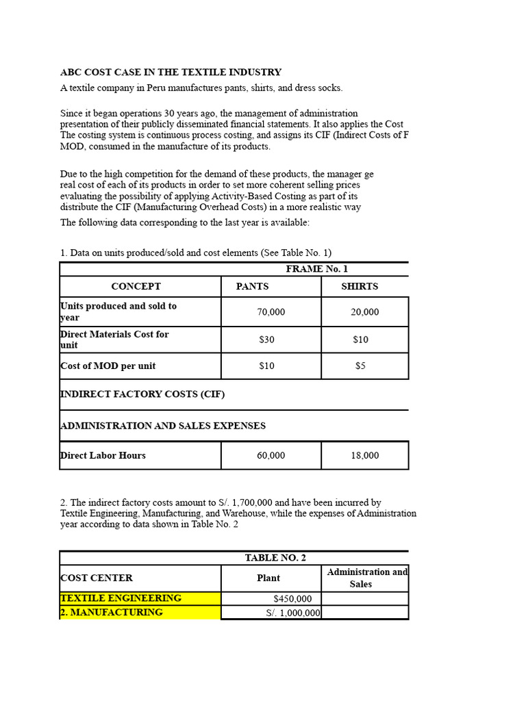 ABC Costing in Textile Manufacturing | PDF | Business Economics | Economies