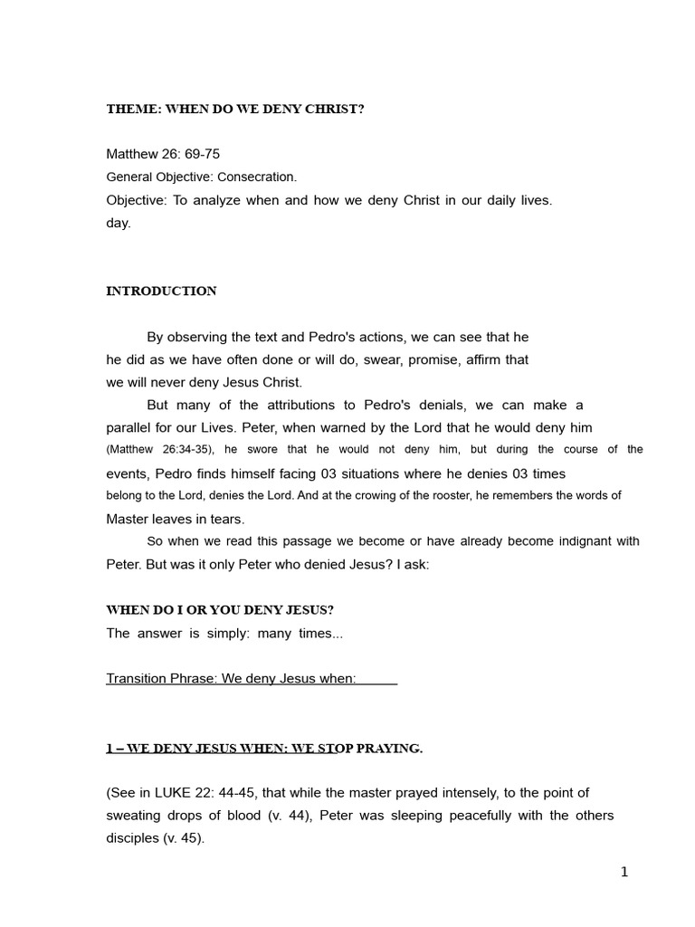 How Many Times Do We Deny Christ... 3 | PDF | Jesus | Saint Peter