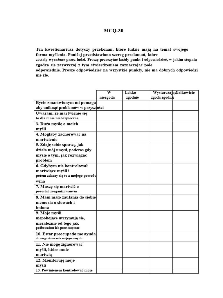 SKALA MCQ-30 Hiszpański | PDF