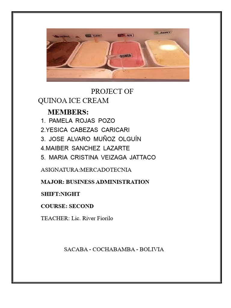 Quinoa Ice Cream Project | PDF | Survey Methodology | Sampling (Statistics)