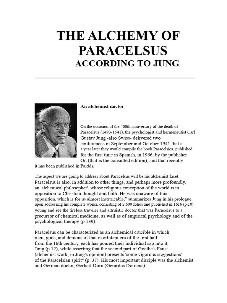 The Alchemy of Paracelsus | PDF | Alchemy | Carl Jung