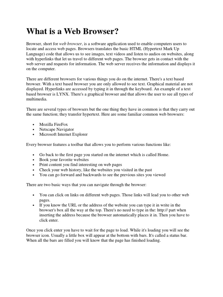 What Is A Web Browser | PDF | World Wide Web | Internet & Web