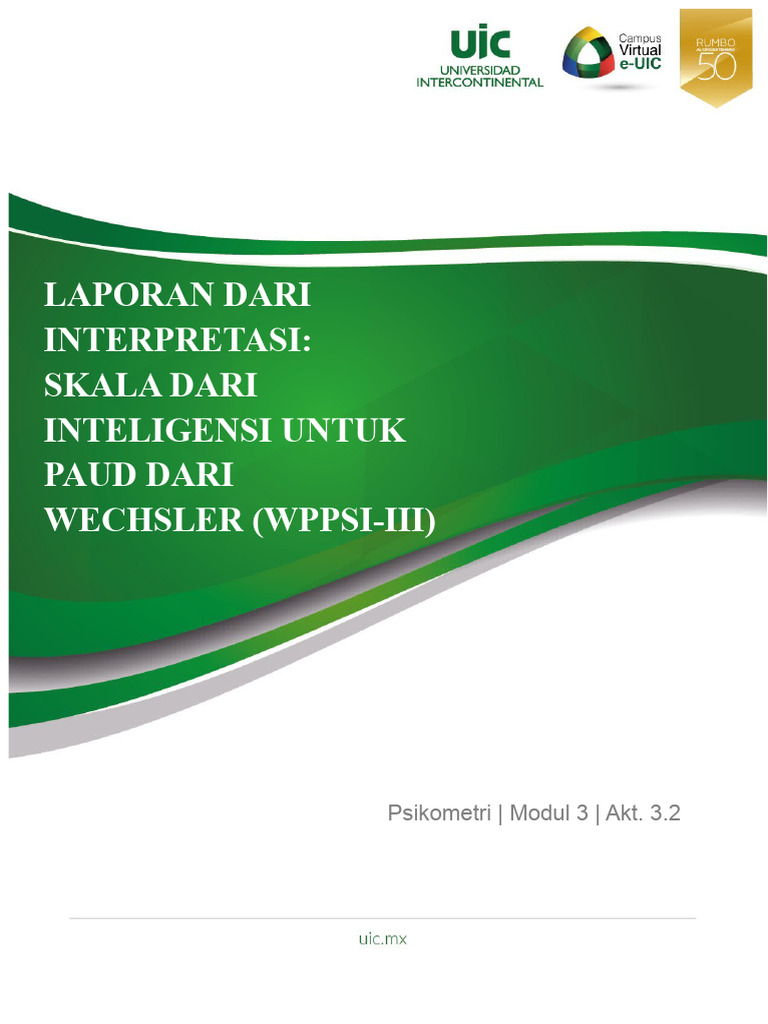 Akt. 3.2 Laporan Interpretasi WPPSI III-1-1 | PDF