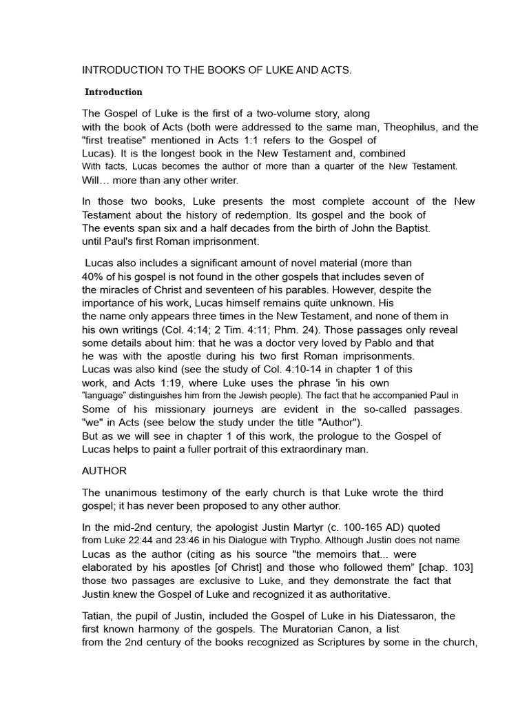 Introduction of Lucas | PDF | Gospel Of Luke | Acts Of The Apostles