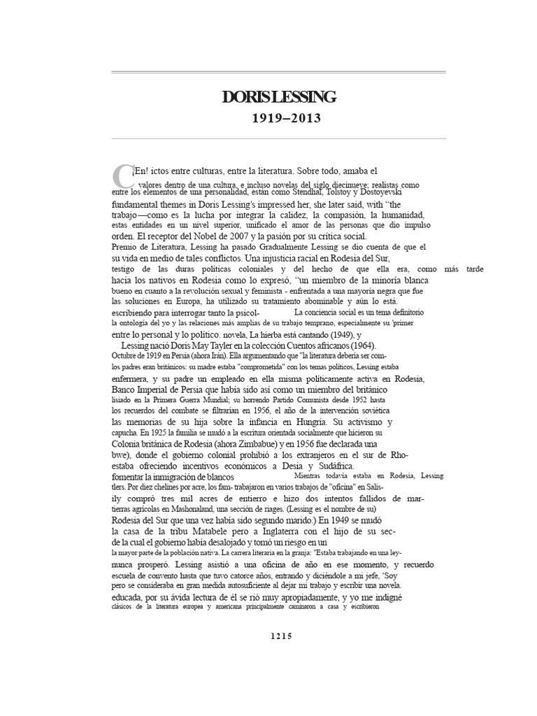 Doris Lessing - El Viejo Jefe Mshlanga | PDF | Doris Lessing