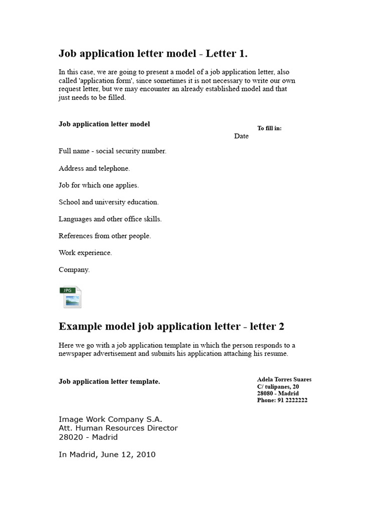 Job Application Letter Template | PDF