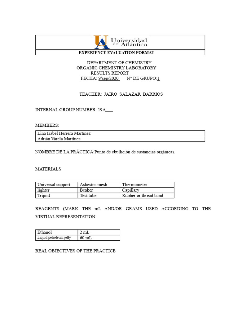 Boiling Point Determination Lab Report | PDF | Boiling | Liquids