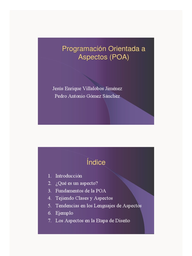 Presentacion-Programacion Orientada A Aspectos | PDF | Lenguaje de programación | Programa de ...