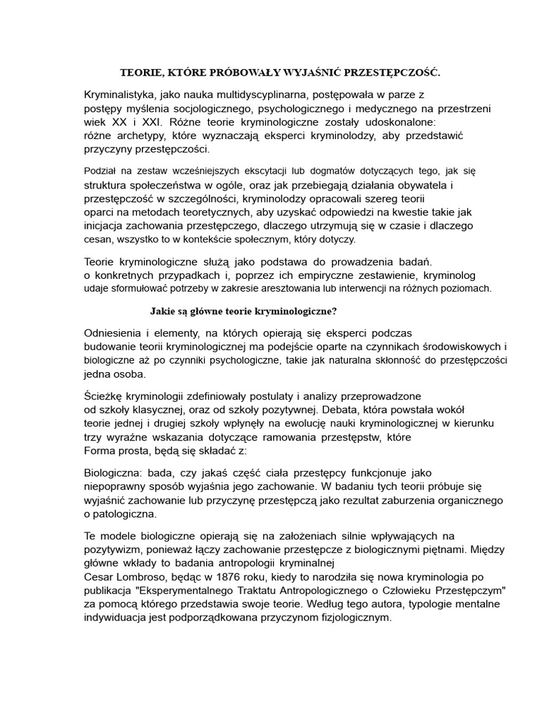 Teorie przestępczości | PDF
