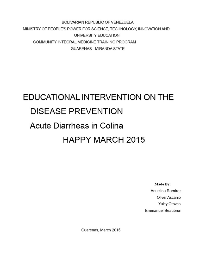 Intervention Project 2015 | PDF | Diarrhea | Infection