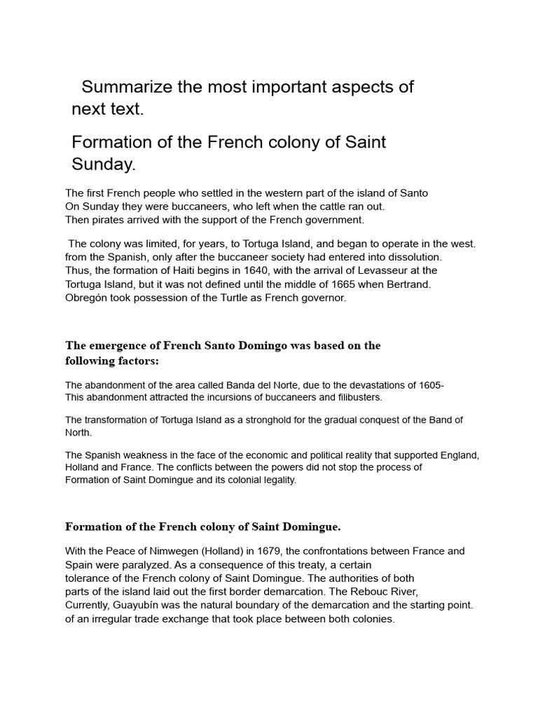Formation of the French Colony of Saint Domingue | PDF | Slavery ...