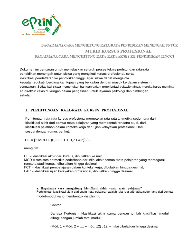 Cara Hitung Rata-Rata Pendidikan Menengah | PDF