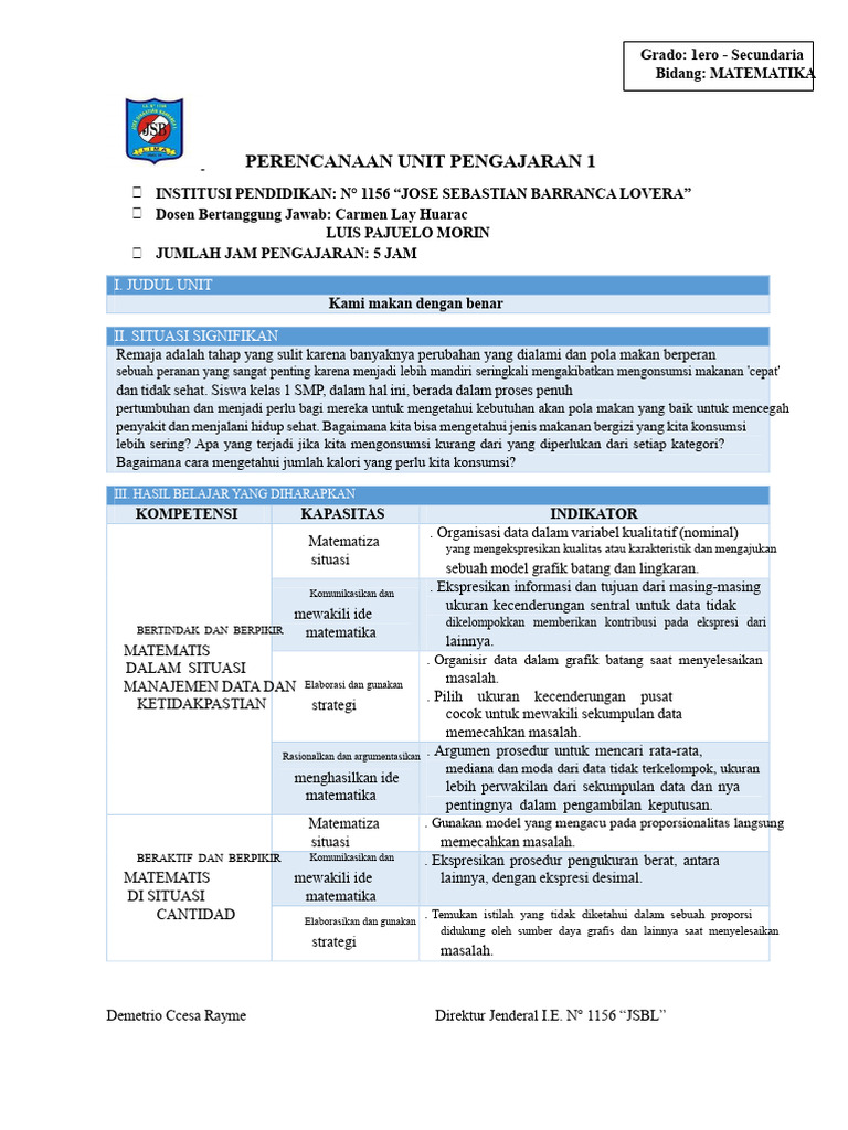 UNIT DIDAKTIK NO. 01 KELAS SATU MENENGAH Ccesa1156-JSBL | PDF