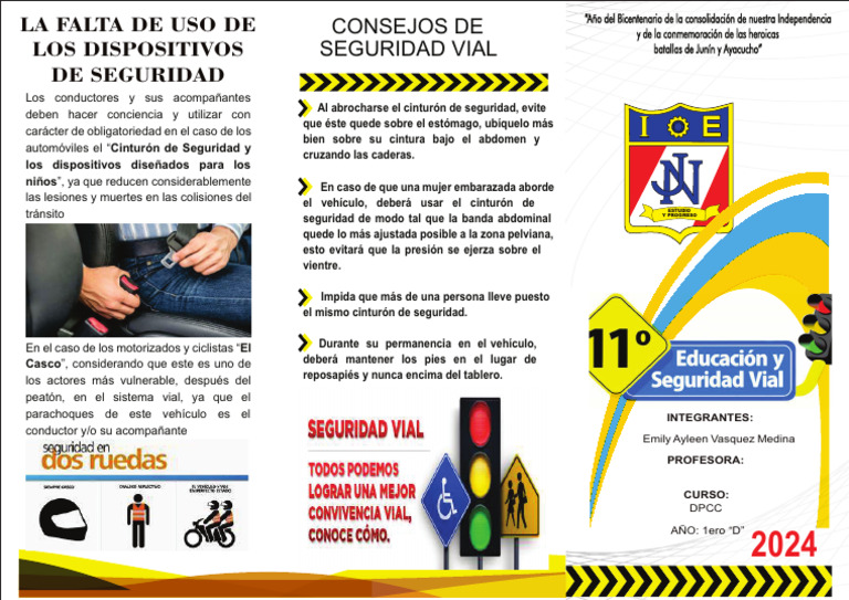 Triptico Emily Seguridad Vial | PDF | Cinturón de seguridad ...