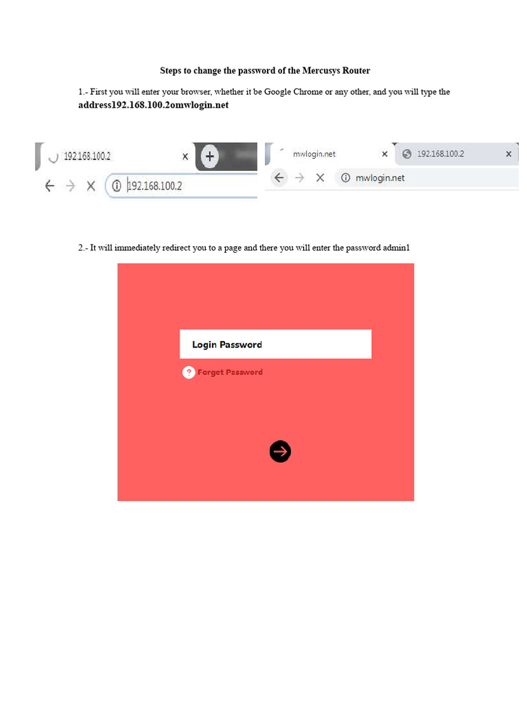Steps To Change The Password of The Mercusys Router | PDF