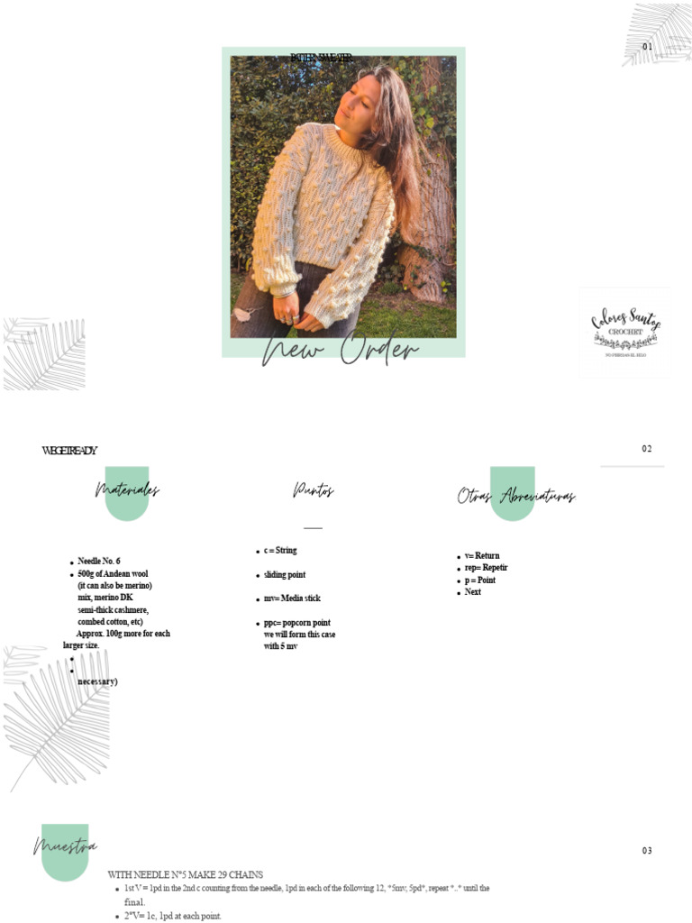PATRON SWEATER NEW ORDER Uxs3nx | PDF | Seam (Sewing) | Knitting