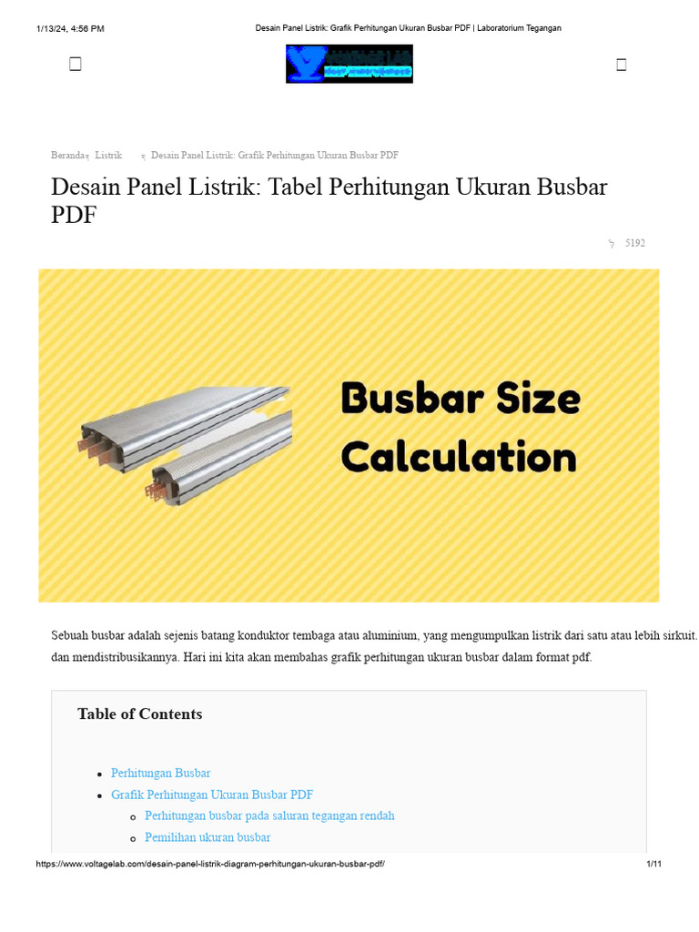 Desain Panel Listrik - Tabel Perhitungan Ukuran Busbar PDF ...