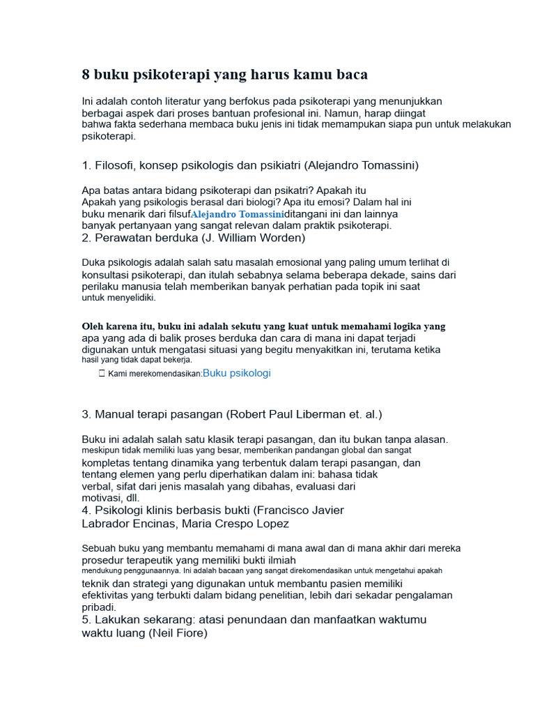 8 Buku Psikoterapi Yang Harus Kamu Baca | PDF