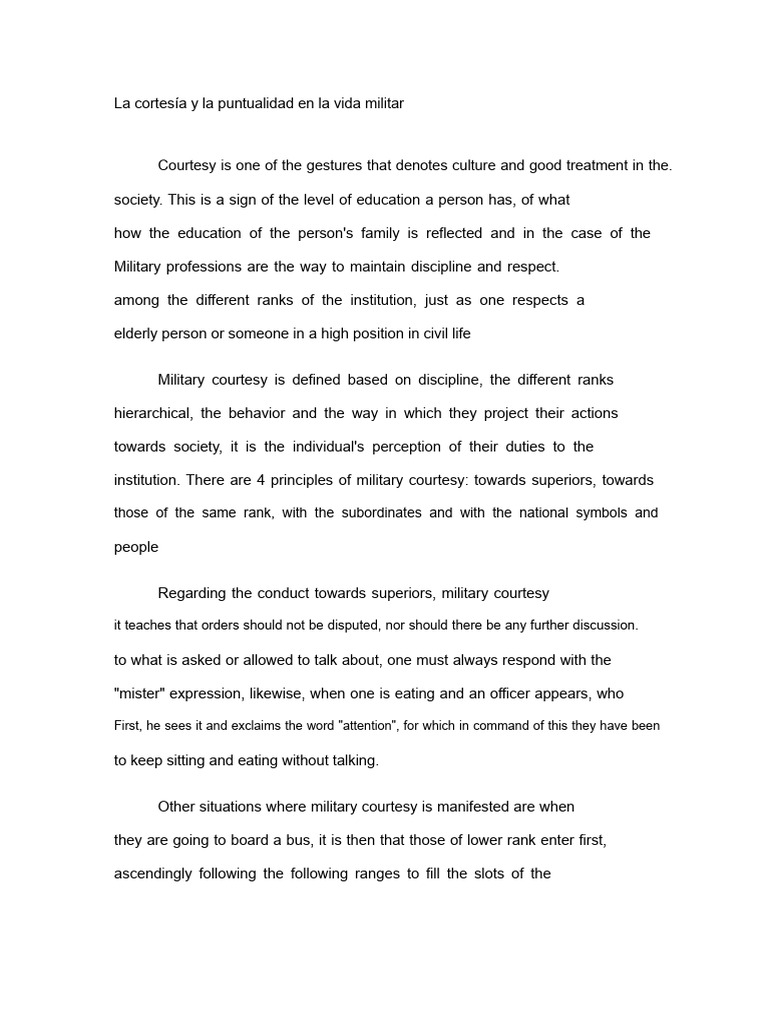 Military Courtesy and Punctuality | PDF | Hierarchy | Behavioural Sciences