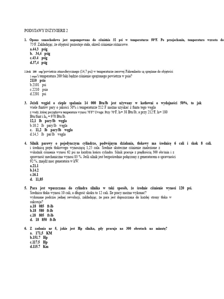 Podstawy Inżynierii 2 | PDF