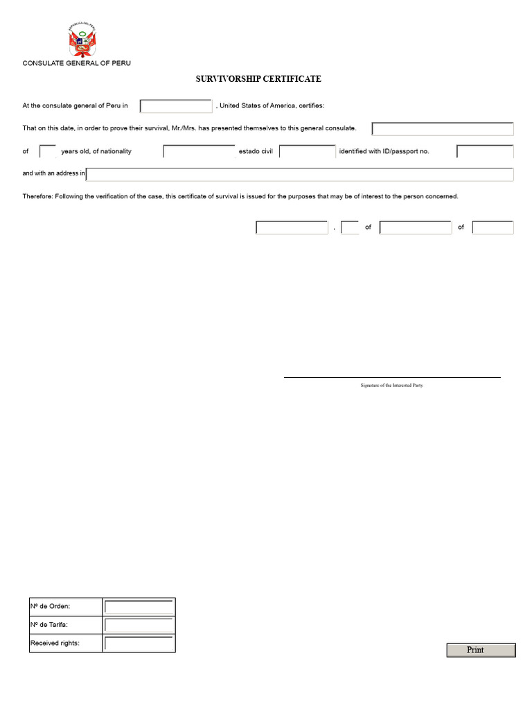 Survival Certificate Form Format | PDF