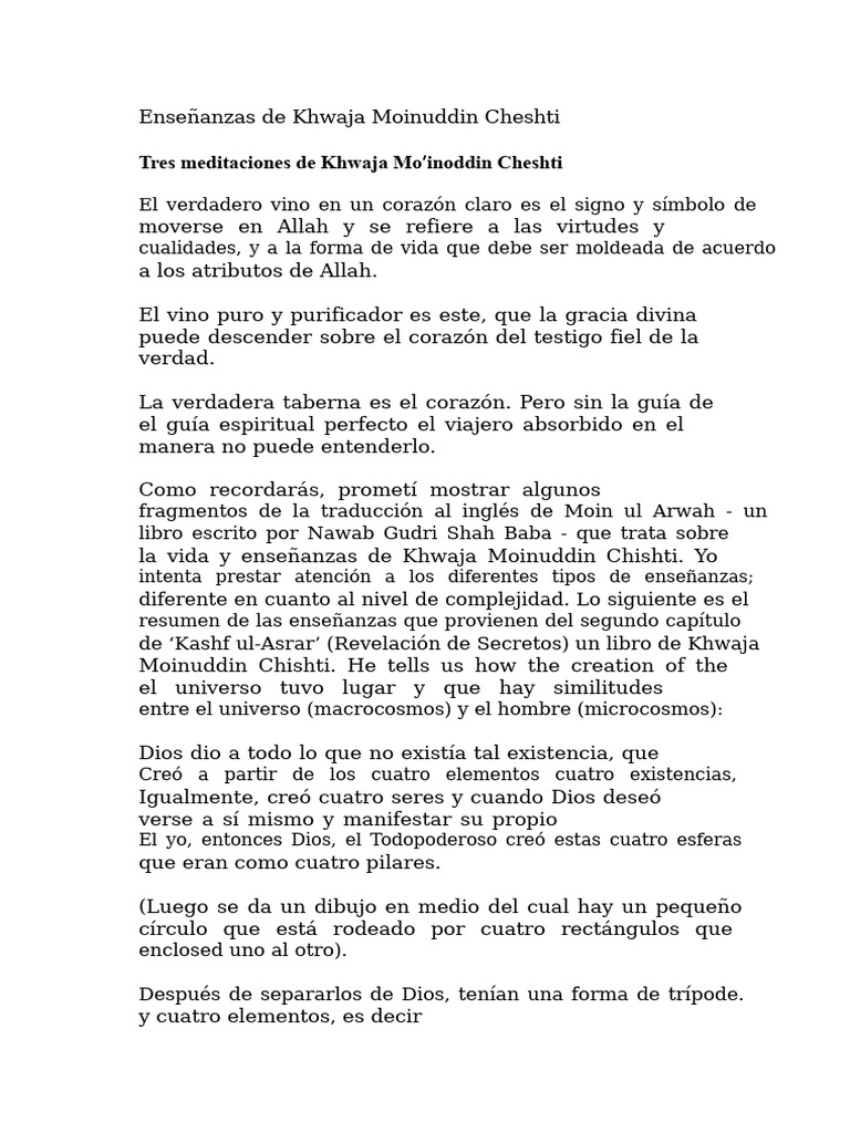 -Enseñanzas de Khwaja Moinuddin Chishti | PDF | El sufismo | Dios