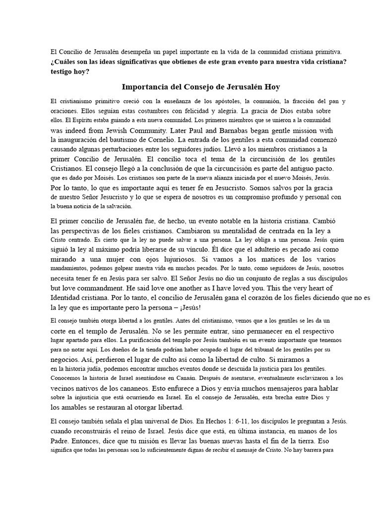 Importancia del Concilio de Jerusalén | PDF | Jesús | eucaristía