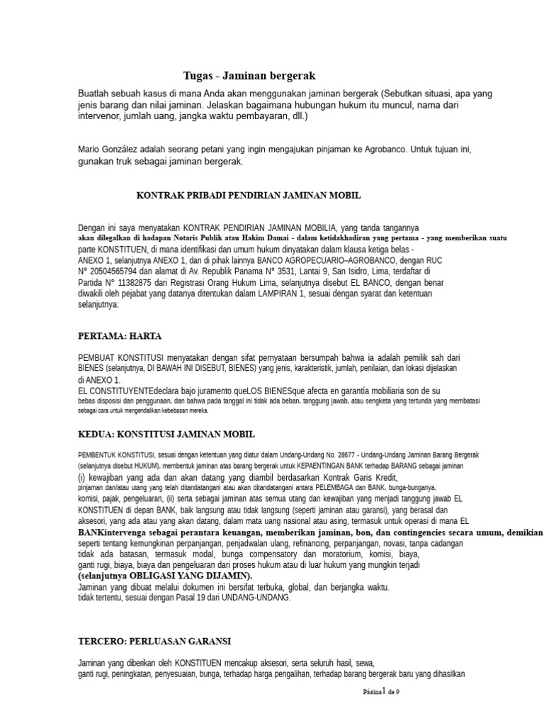 Tugas - Jaminan bergerak - Willians Castillo | PDF